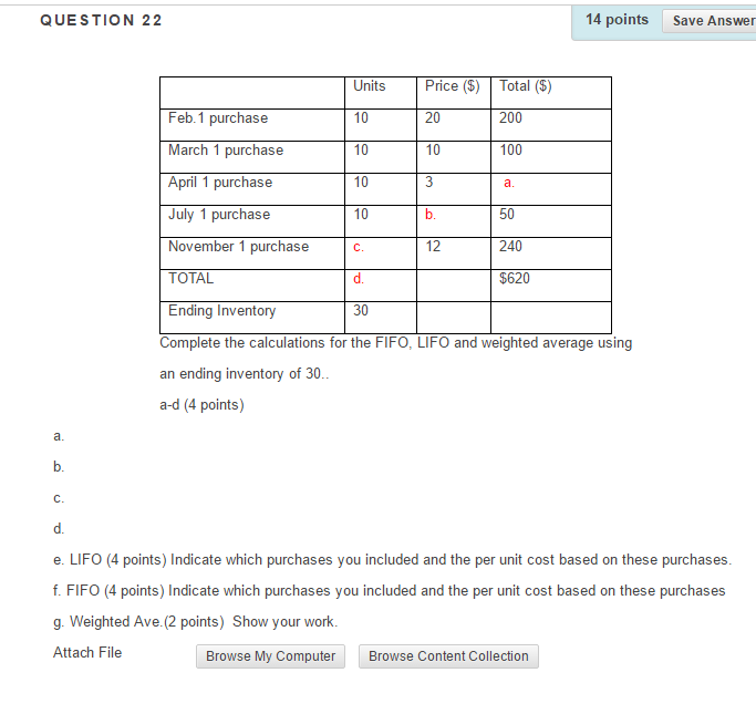 Solved Complete the calculations for the FIFO. LIFO and | Chegg.com