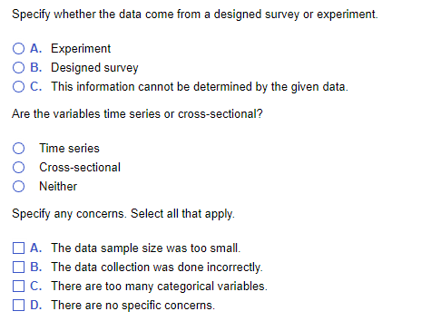 Solved For the following description of data, identify the | Chegg.com