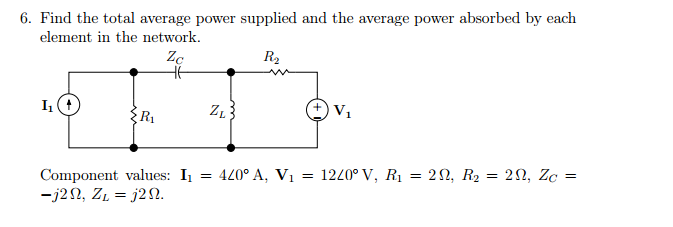 Solved Find the total average power supplied and the average | Chegg.com