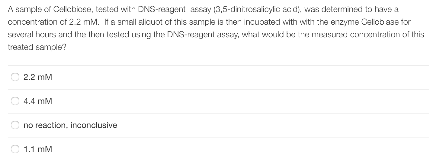 A sample of Cellobiose, tested with DNS-reagent assay | Chegg.com