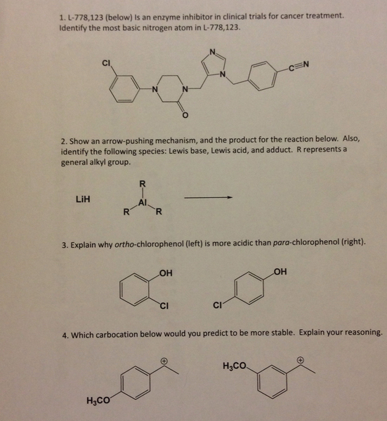 Solved 1. Identify the most basic nitrogen atom in L-778,123 | Chegg.com