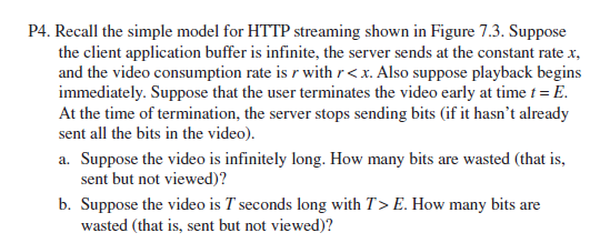 Recall the simple model for HTTP streaming shown in | Chegg.com