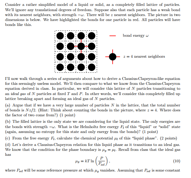 Consider a rather simplified model of a liquid or | Chegg.com