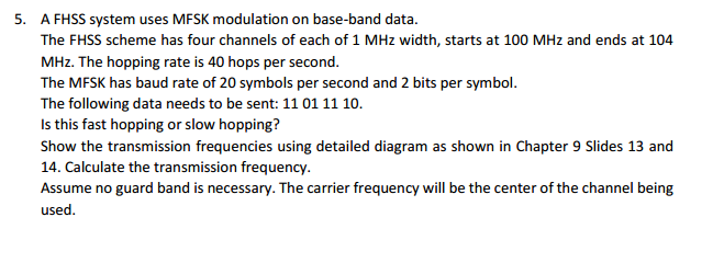 5. A FHSS system uses MFSK modulation on base-band | Chegg.com