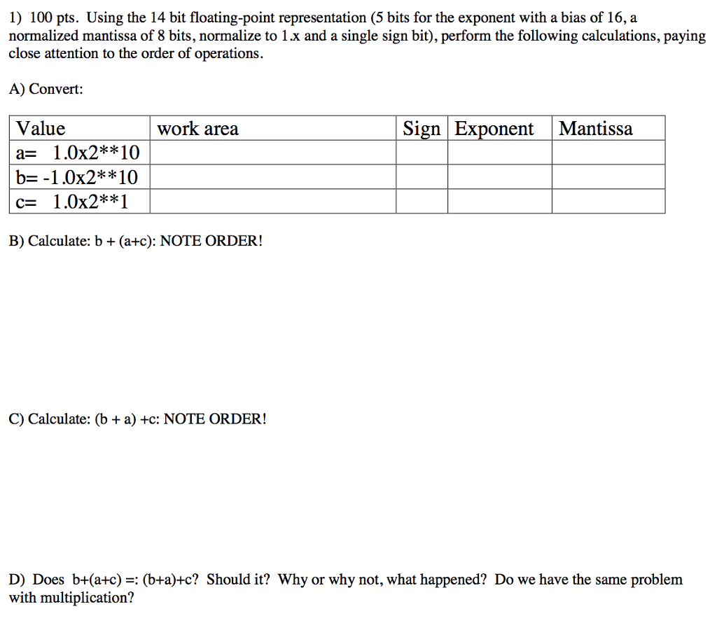 Using the 14 bit floating-point representation (5 | Chegg.com