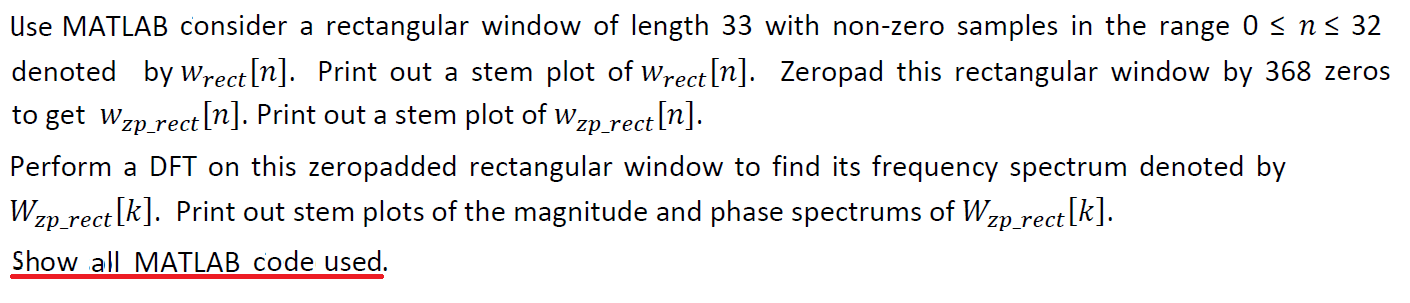 Use MATLAB consider a rectangular window of length 33 | Chegg.com