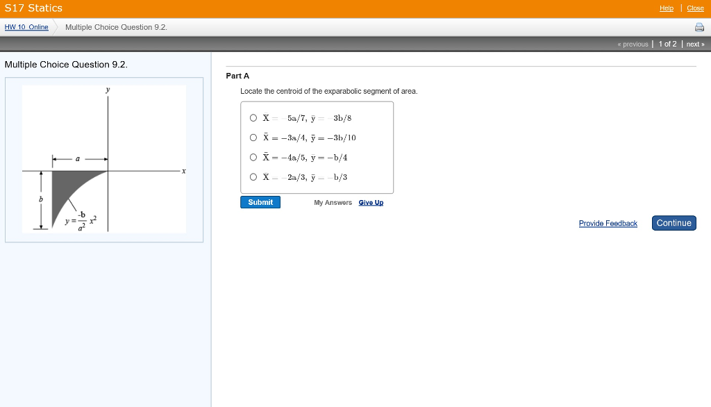 Solved Locate the centroid of the parabolic segment of | Chegg.com