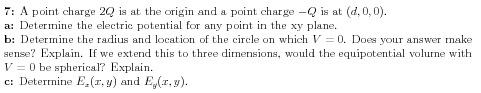 Solved A point charge 2Q is at the origin and a point charge | Chegg.com