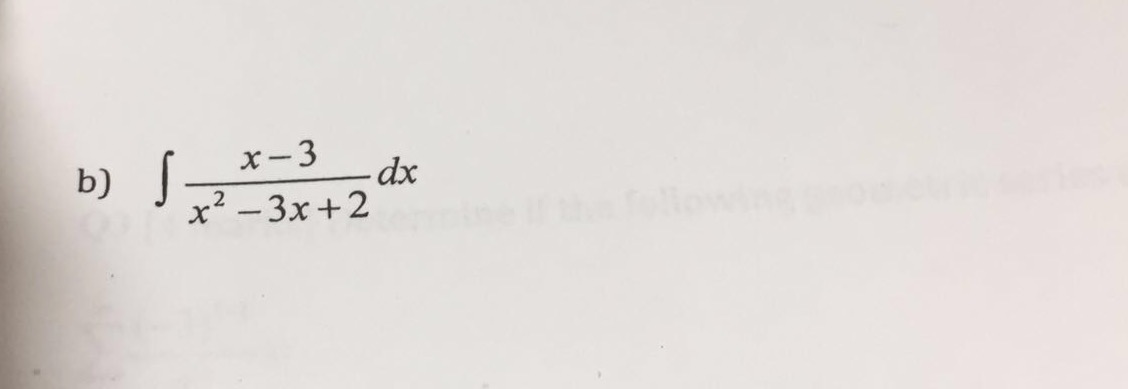 Solved Integral x - 3 / x^2 - 3x + 2 dx | Chegg.com