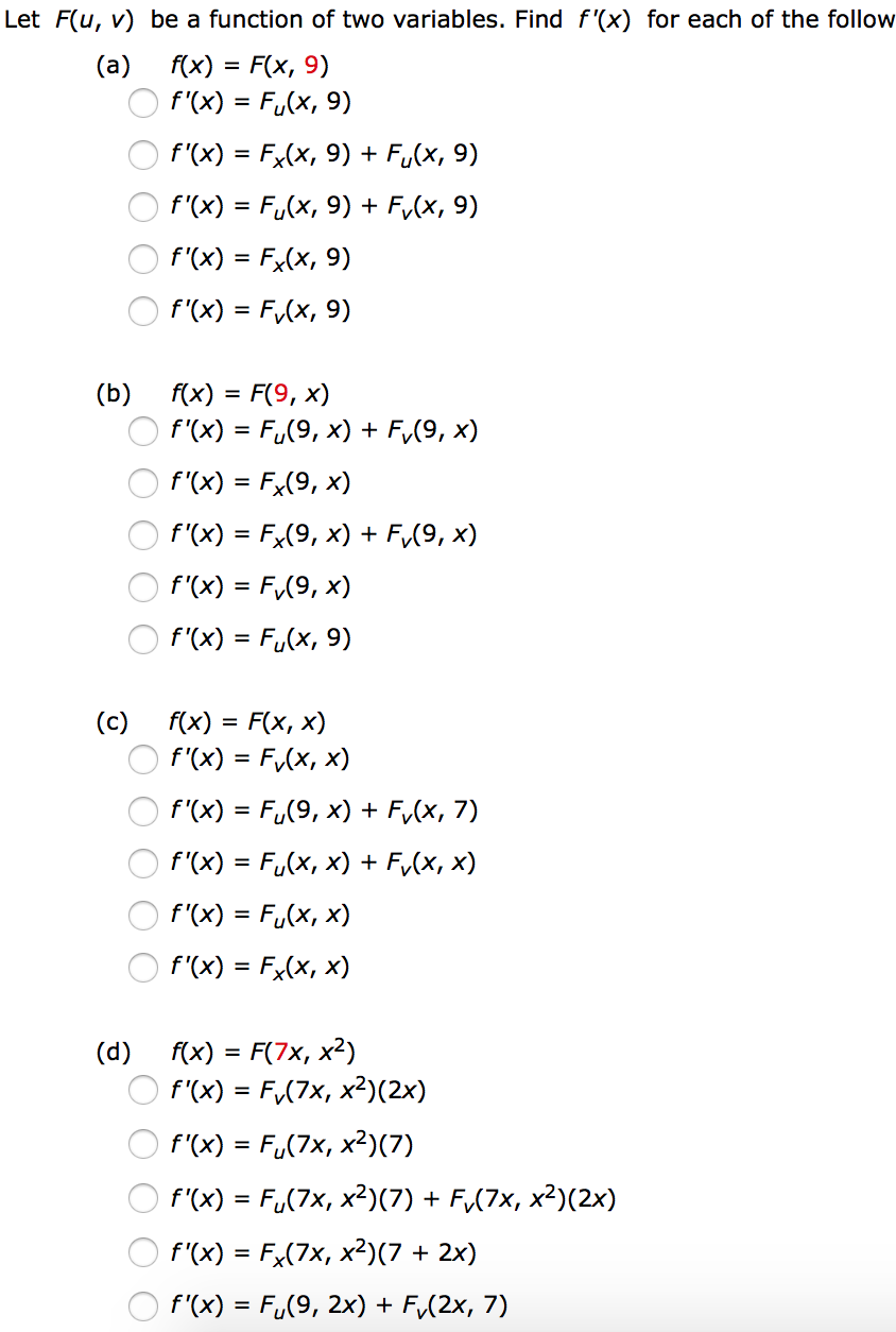 Solved Let F(u, v) be a function of two variables. Find | Chegg.com