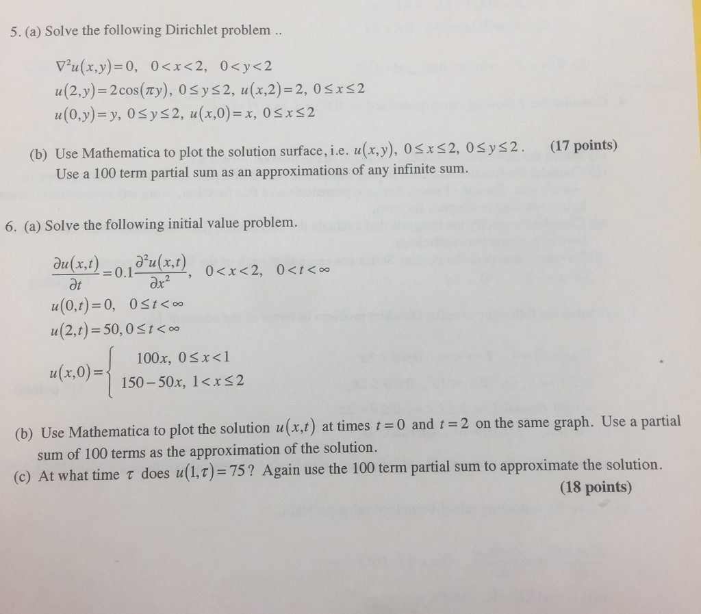 Solved 5. (a) Solve the following Dirichlet problem .. | Chegg.com