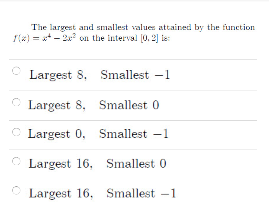 Solved The largest and smallest values attained by the | Chegg.com