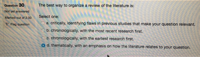 The best way to organize a review of the literature | Chegg.com