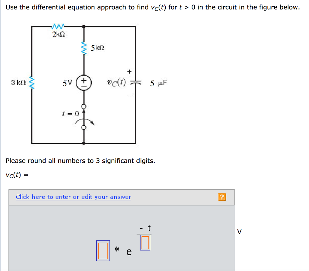 Solved Use the differential equation approach to find vc(t) | Chegg.com