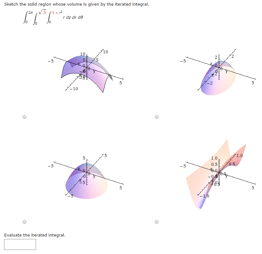 Solved Sketch the solid region whose volume is given by the | Chegg.com Solved Sketch the solid region whose volume is given by the | Chegg.com