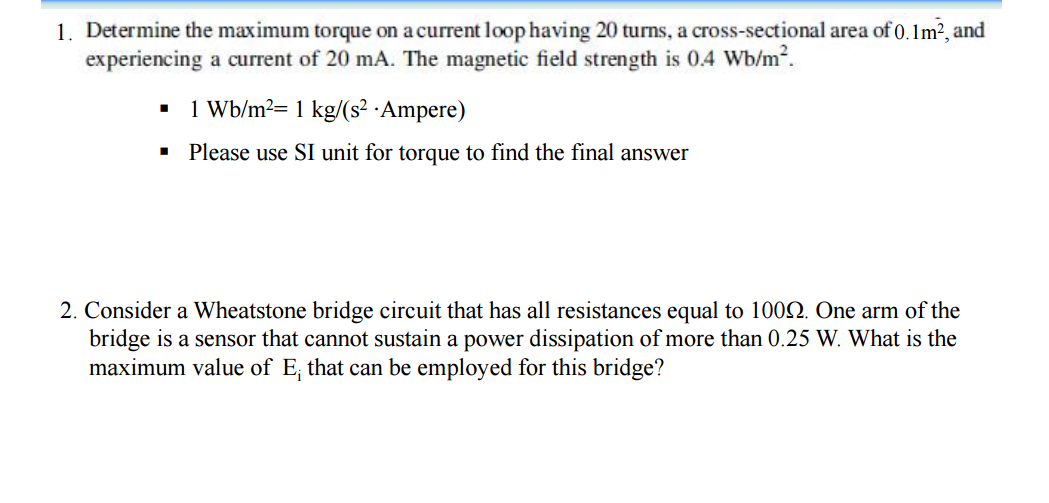Solved Determine the maximum torque on a current loop having | Chegg.com