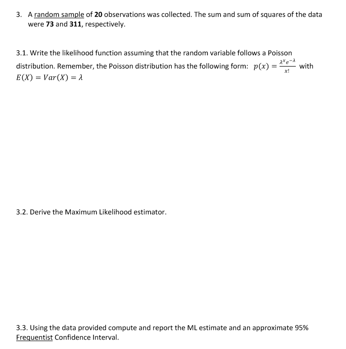 Solved 3 A Random Sample Of 20 Observations Was Collected