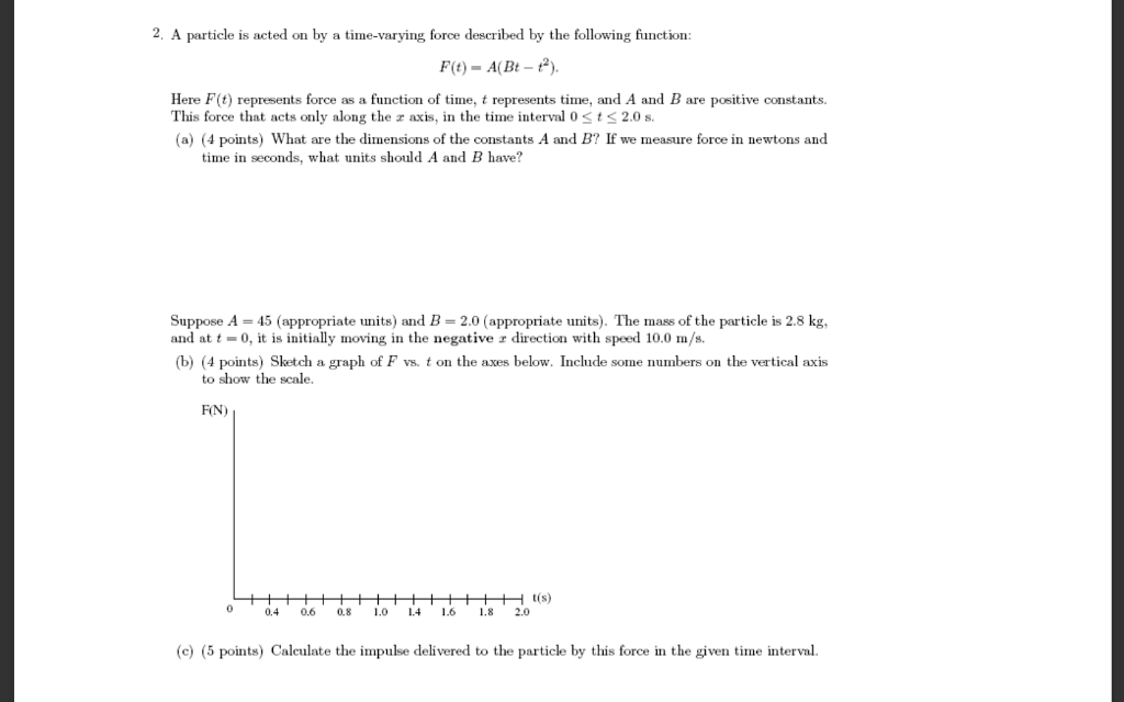 Solved A particle is acted on by a time-varying force | Chegg.com