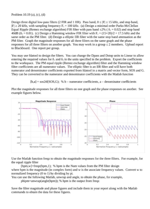 Design three digital low-pass filters (2 FIR and 1 | Chegg.com