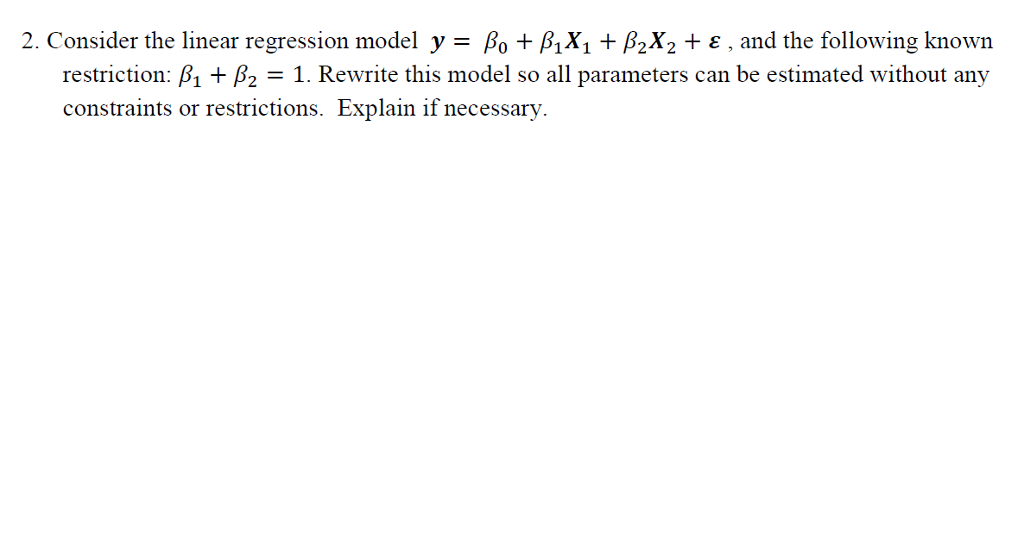 2. Consider the linear regression model y = A Ax, + | Chegg.com
