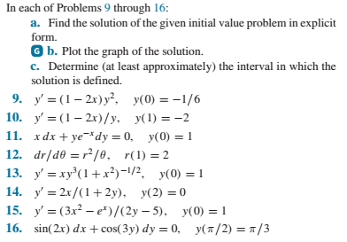 Solved In each of Problems 9 through 16: Find the solution | Chegg.com