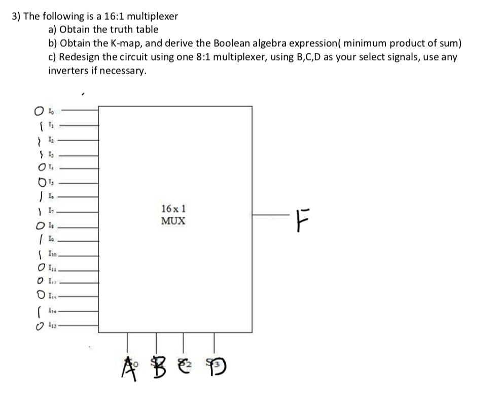 Solved 3 The Following Is A 161 Multiplexer A Obtain The 5963