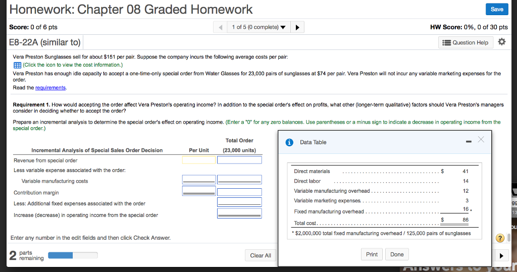 Solved Homework: Chapter 08 Graded Homework Score: 0 of 6 | Chegg.com