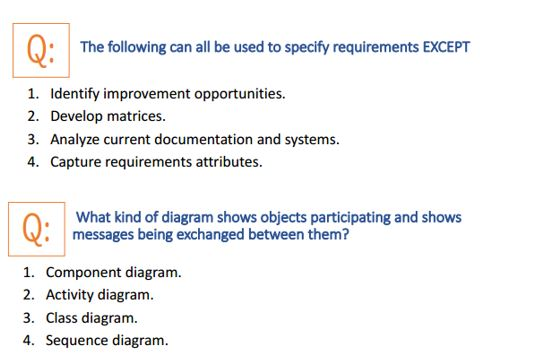 Solved The following can all be used to specify requirements | Chegg.com