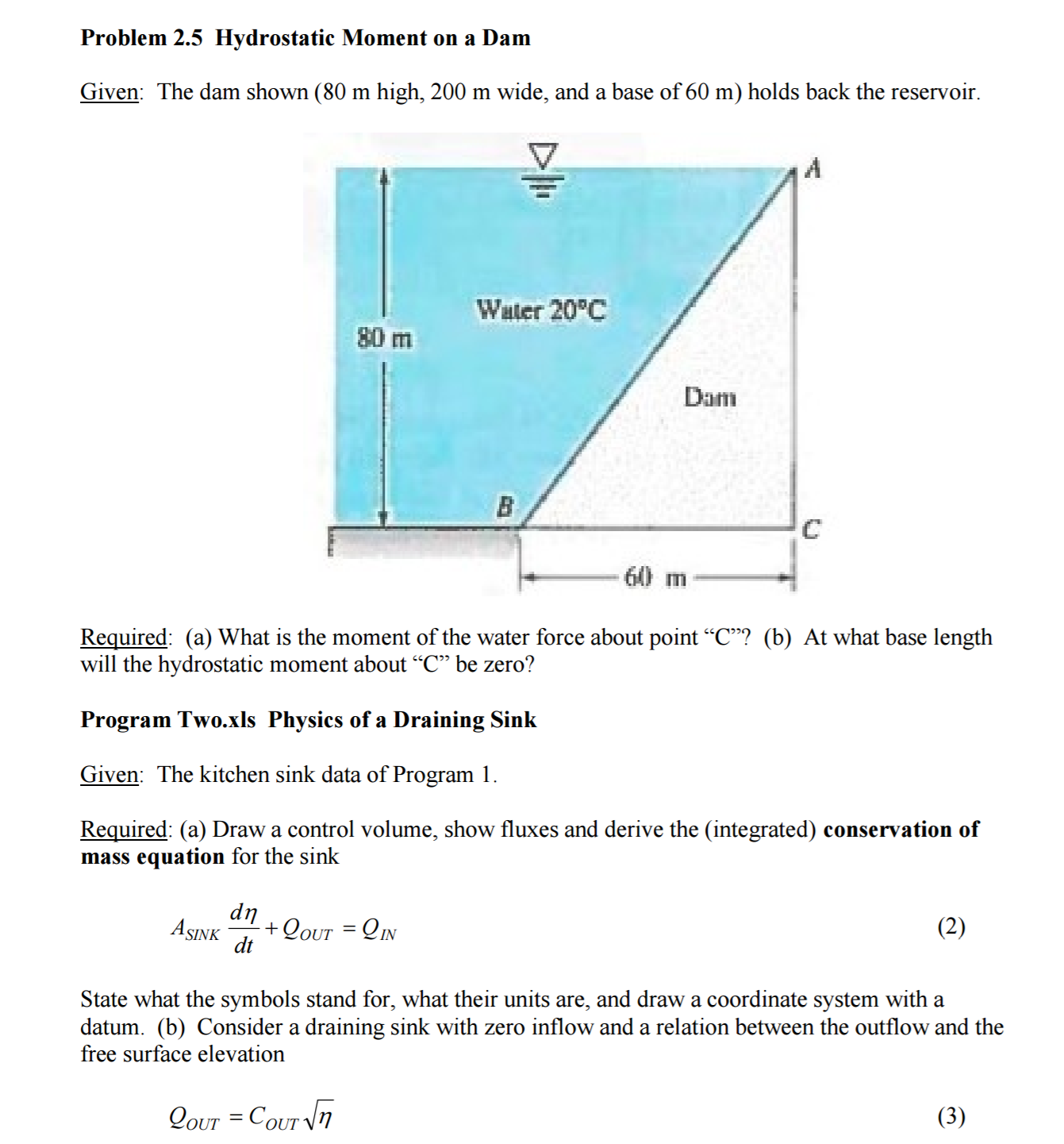 Solved The dam shown (80 m high, 200 m wide, and a base of | Chegg.com