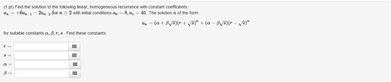 Solved (1 pt) Find the solution to the following linear, | Chegg.com