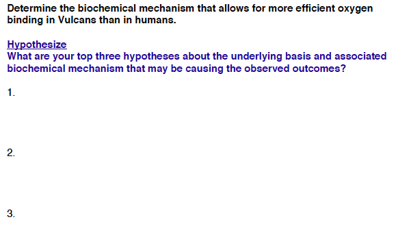 Solved Vulcan Blood Determine the biochemical mechanism | Chegg.com