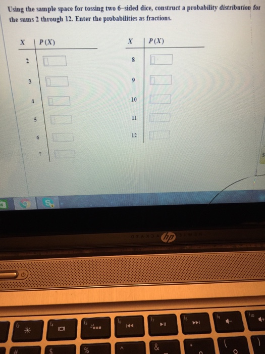 Solved Using the sample space for tossing two 6-sided dice, | Chegg.com
