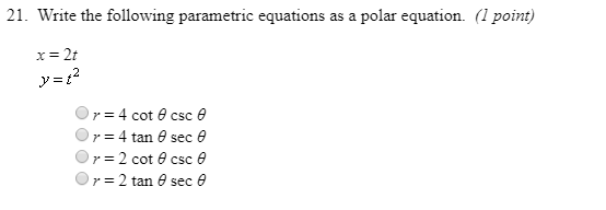 Solved 21. Write the following parametric equations as a | Chegg.com