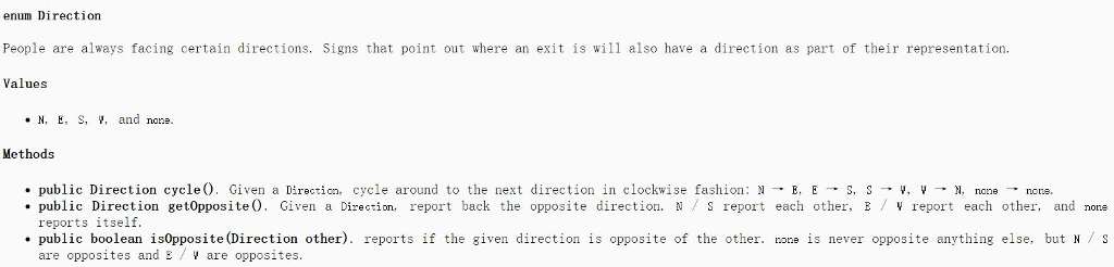 Solved enum Direction People are always facing certain | Chegg.com