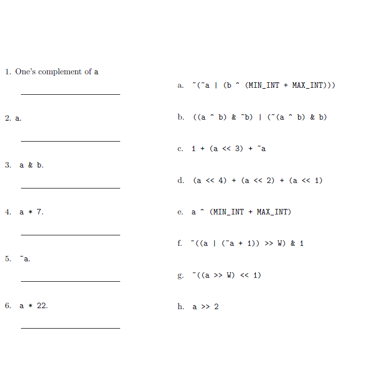 In the following questions assume the variables a and | Chegg.com