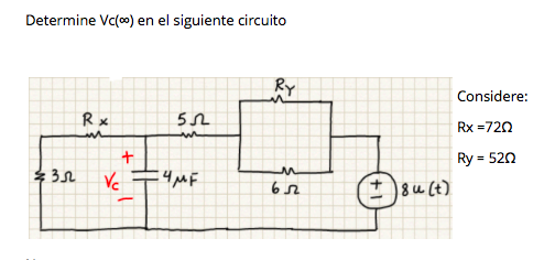 Solved Determine VC(∞) in the next circuit Rx =72Ω | Chegg.com