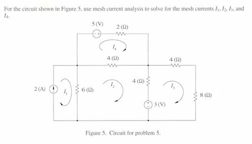 Solved For the circuit shown in Figure 5, use mesh current | Chegg.com
