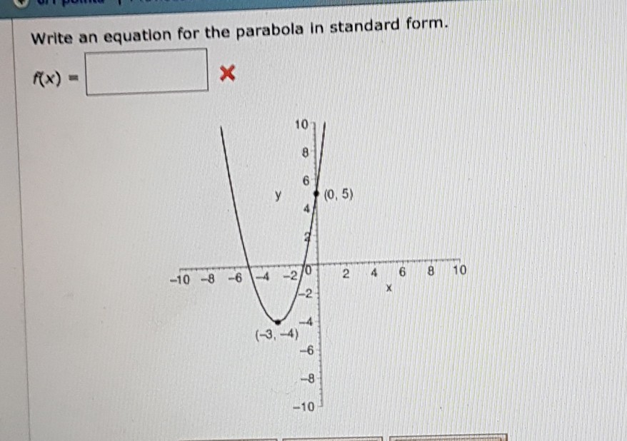Solved Write an equation for the parabola in standard form | Chegg.com