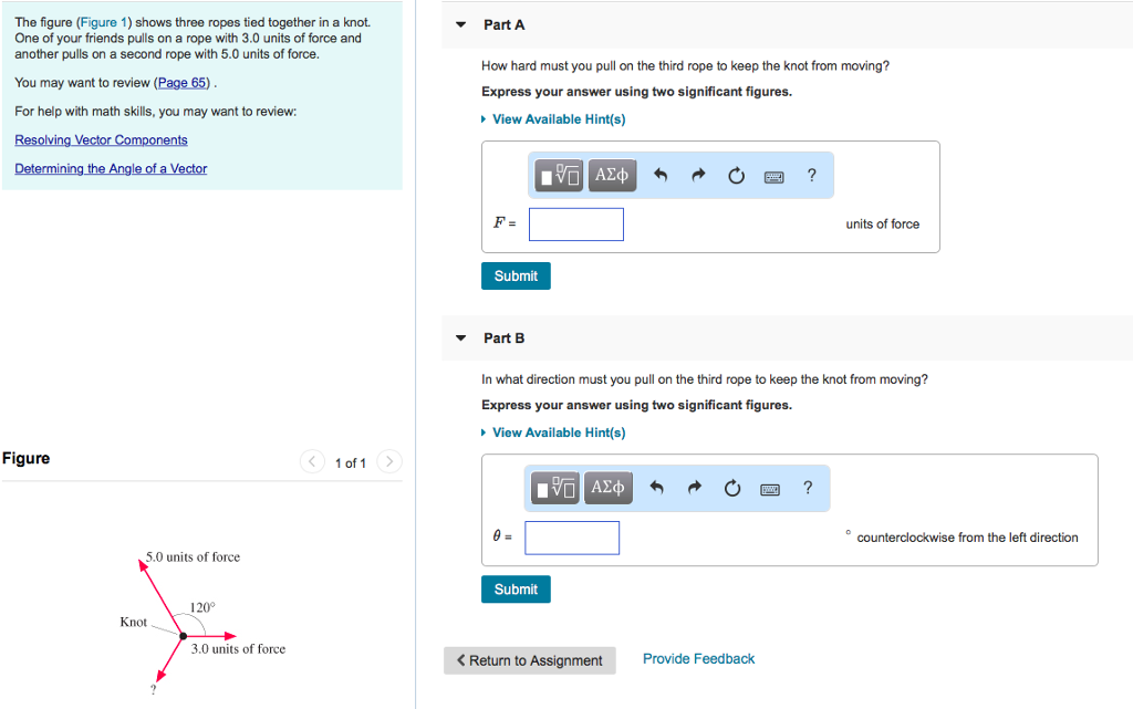 Solved - Part A The figure (Figure 1) shows three ropes tied | Chegg.com