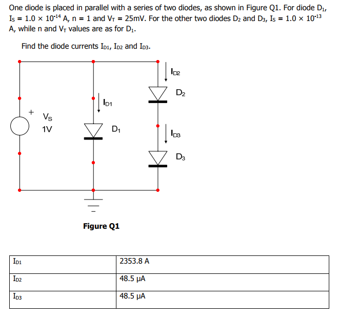Solved One diode is placed in parallel with a series of two | Chegg.com