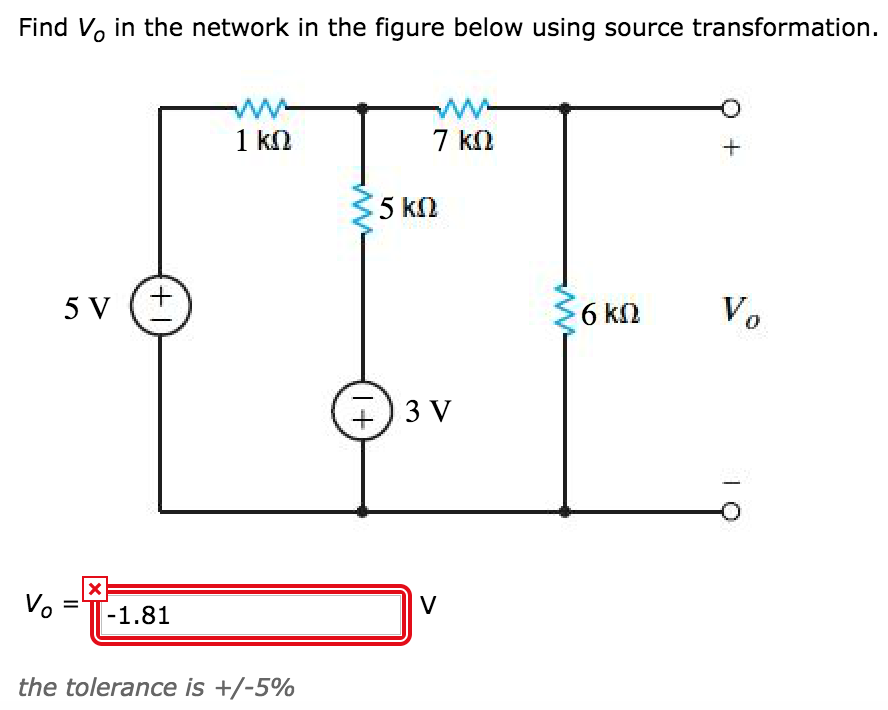Solved Find Vo in the network in the figure below using | Chegg.com