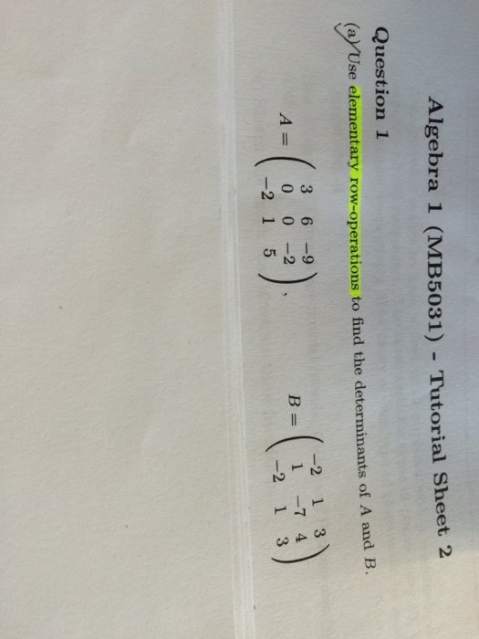 Solved Use elementary row-operations to find the | Chegg.com
