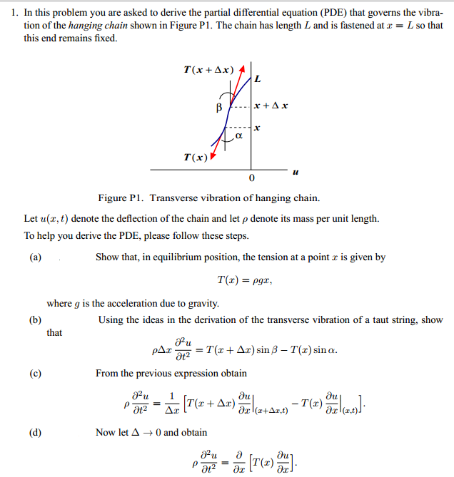1. In this problem you are asked to derive the | Chegg.com