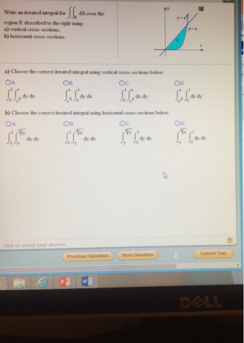 Solved Write an iterated integral for double integral_R dA | Chegg.com