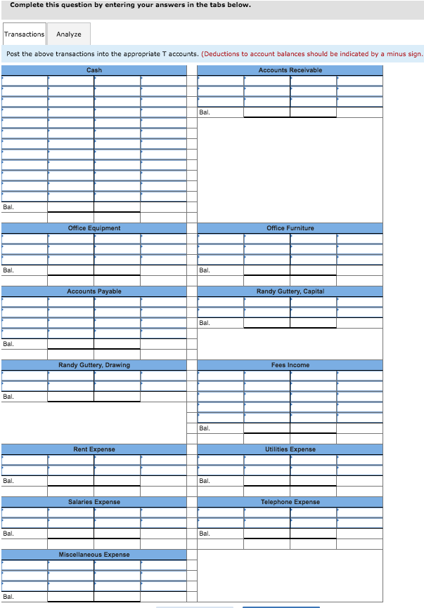Solved Problem 34a Using T Accounts To Record All Business 