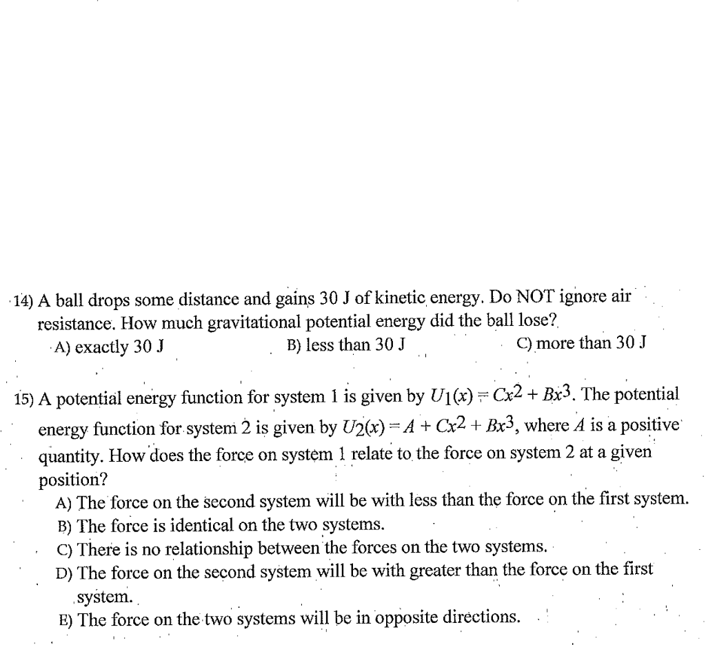 Solved 14) A ball drops some distance and gains 30 J of | Chegg.com