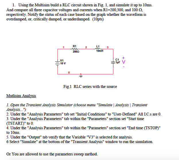 Solved Using the Multisim build a RLC circuit shown in Fig. | Chegg.com