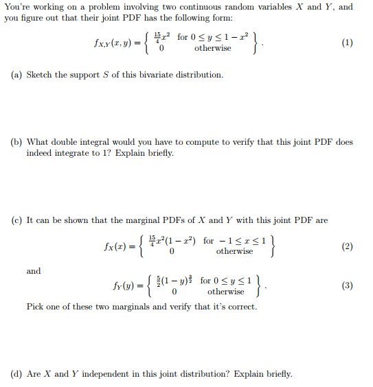 Solved You're working on a problem involving two continuous | Chegg.com