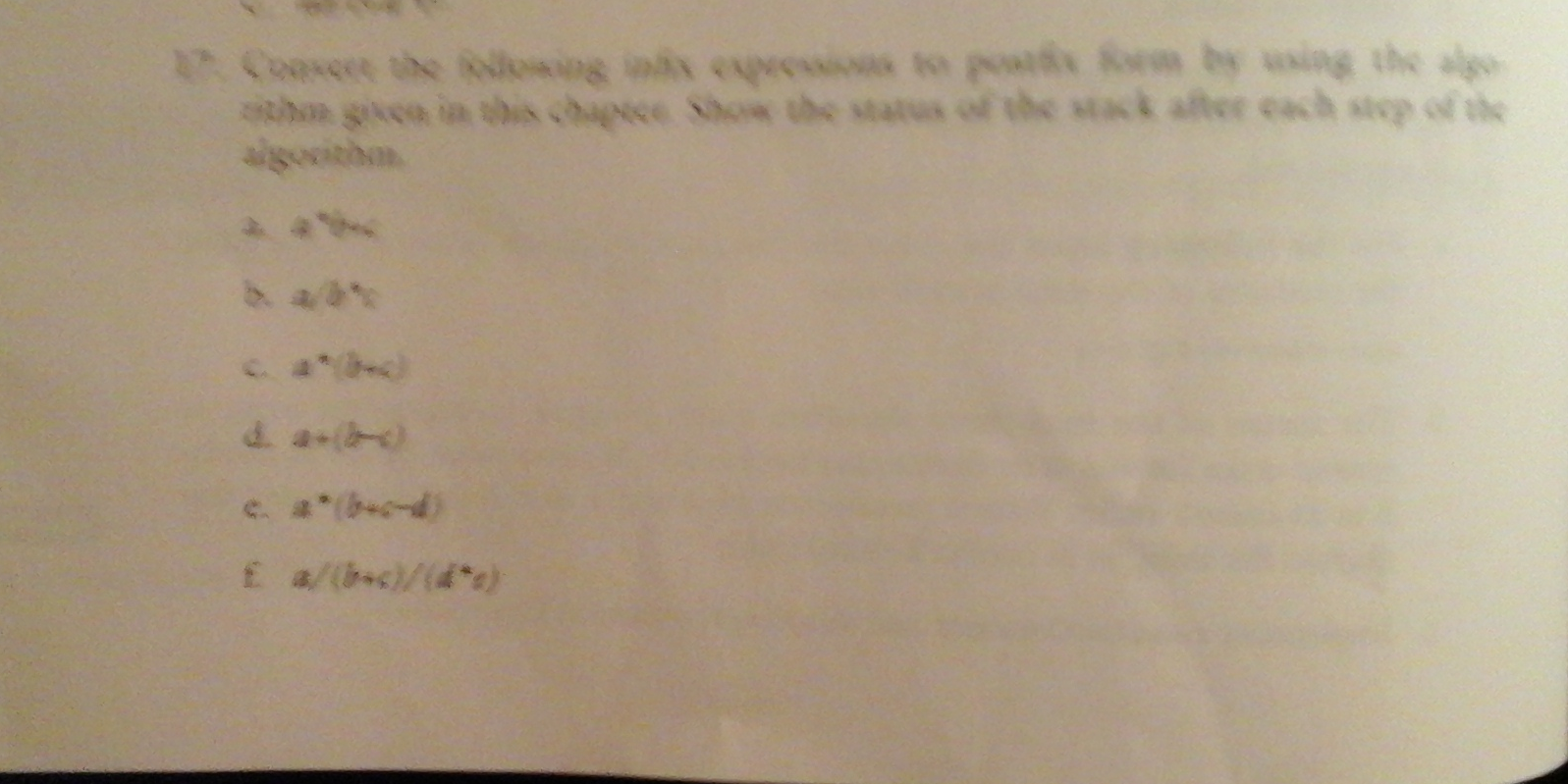 Solved Convert the following infix expressions to postfix | Chegg.com
