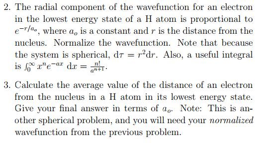 Solved The radial component of the wavefunction for an | Chegg.com